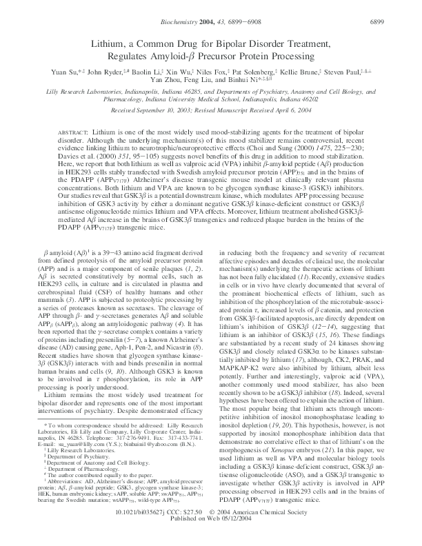 (PDF) Lithium, a Common Drug for Bipolar Disorder Treatment, Regulates ...