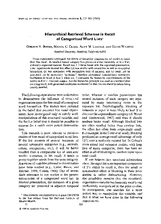 Pdf Hierarchical Retrieval Schemes In Recall Of Categorized Word Lists 