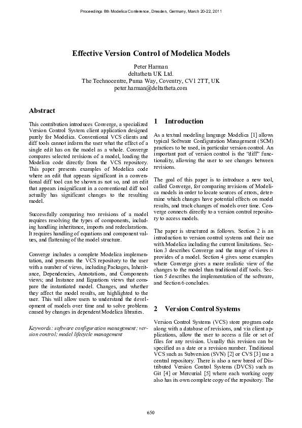 (PDF) Effective Version Control of Modelica Models