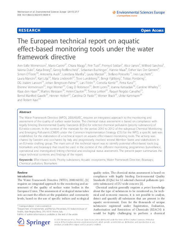 (PDF) The European technical report on aquatic effect-based monitoring ...