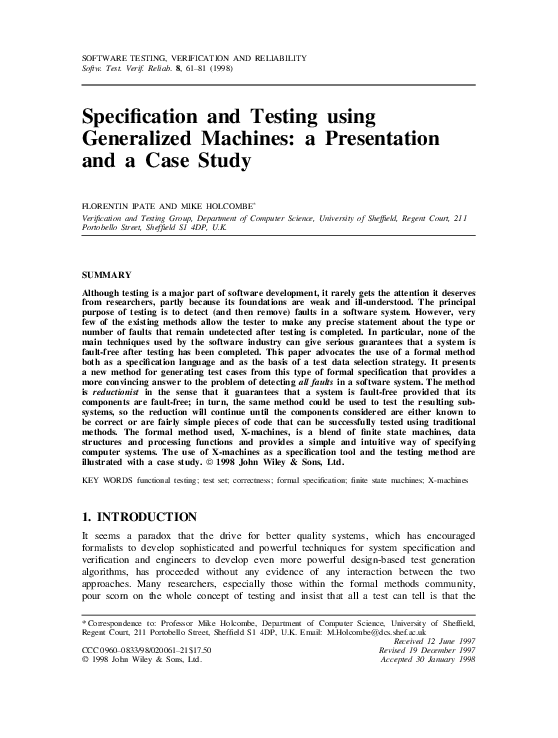 (PDF) Specification and testing using generalized machines: a ...