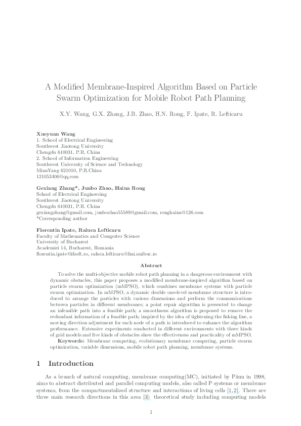 Pdf A Modified Membrane Inspired Algorithm Based On Particle Swarm Optimization For Mobile 