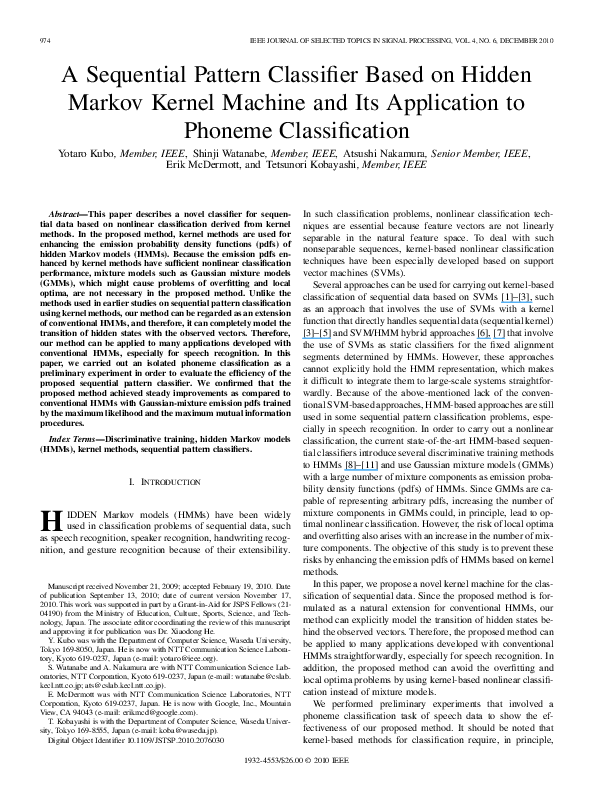 (PDF) A Sequential Pattern Classifier Based on Hidden Markov Kernel Machine and Its Application ...