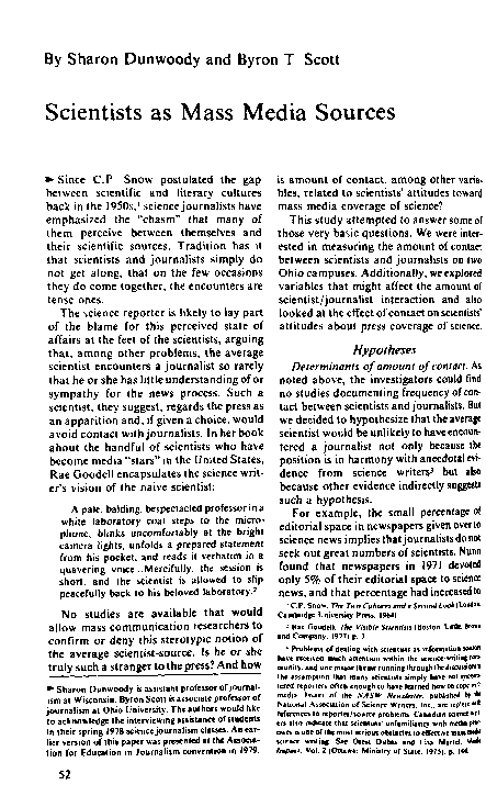 (PDF) Scientists as Mass Media Sources