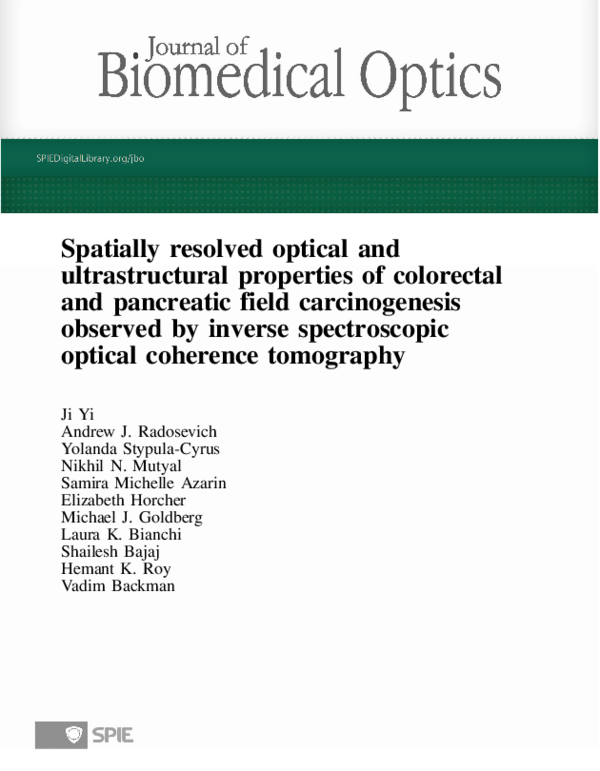 (PDF) Spatially resolved optical and ultrastructural properties of colorectal and pancreatic ...