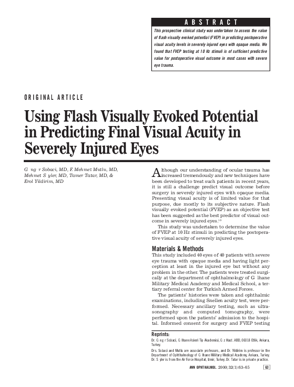 (PDF) Using flash visually evoked potential in predicting final visual ...