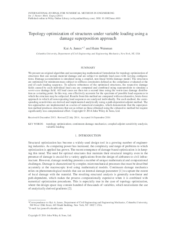 (PDF) Topology optimization of structures under variable loading using a damage superposition ...