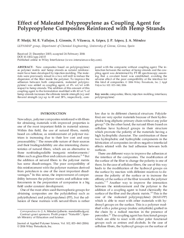 (PDF) Effect of maleated polypropylene as coupling agent for ...