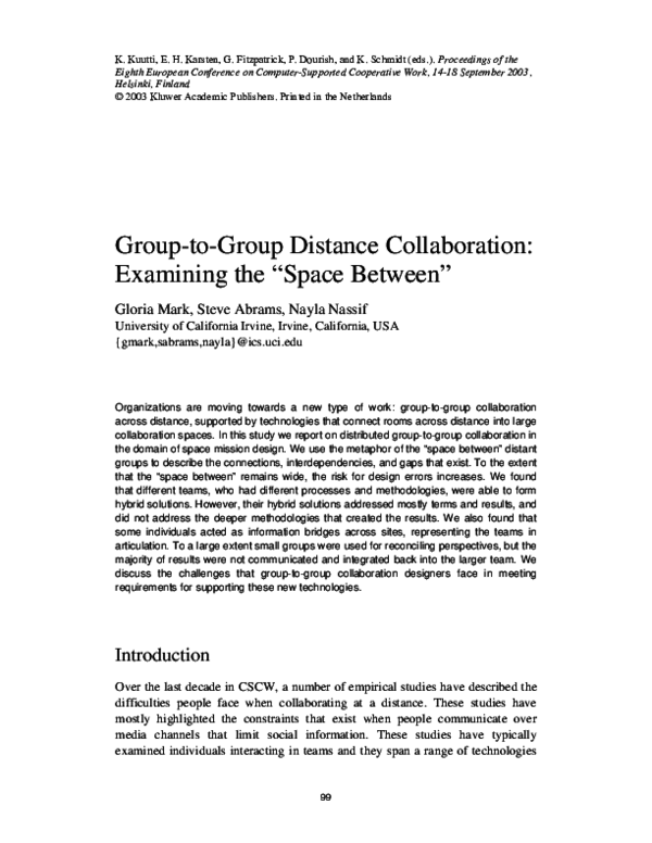 (PDF) Group-to-Group Distance Collaboration: Examining the “Space Between”