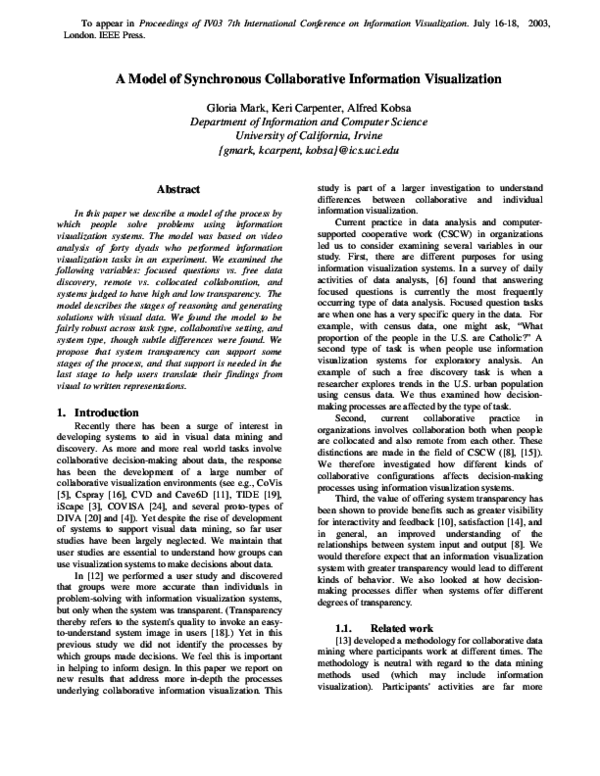 Pdf A Model Of Synchronous Collaborative Information Visualization