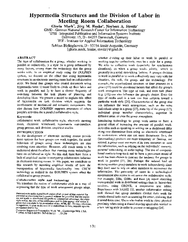 (PDF) Hypermedia structures and the division of labor in meeting room ...