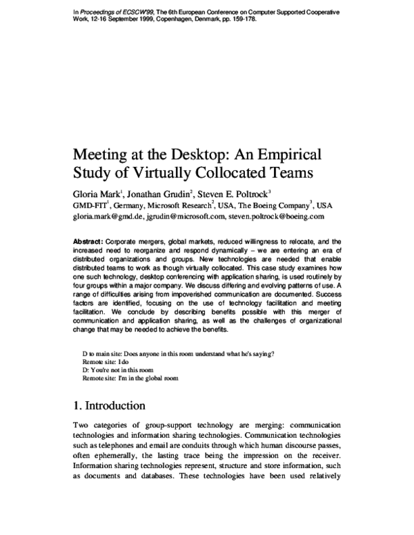 (PDF) Meeting at the Desktop: An Empirical Study of Virtually ...