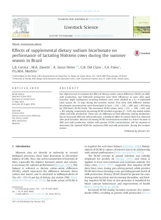 (PDF) Effects of supplemental dietary sodium bicarbonate on performance ...