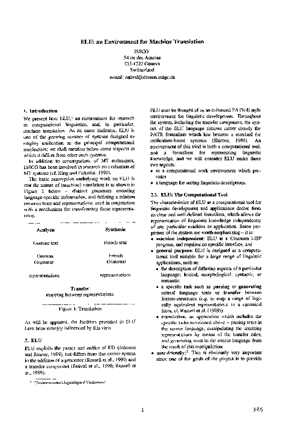 (PDF) ELU: an Environment for Machine Translation