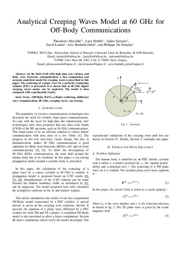 (PDF) Analytical Creeping Wave Model at 60 GHz for Off-Body ...