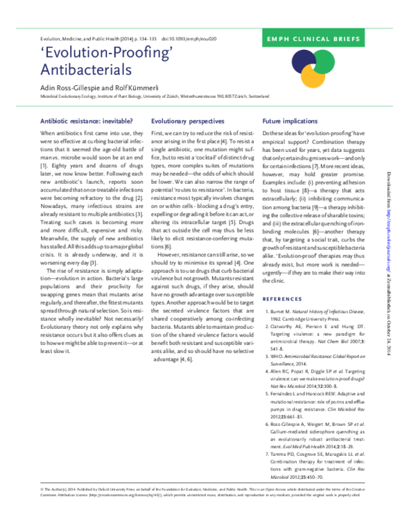 (PDF) Evolution-proofing' antibacterials