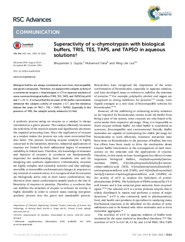 (PDF) Superactivity of [small alpha]-chymotrypsin with biological ...