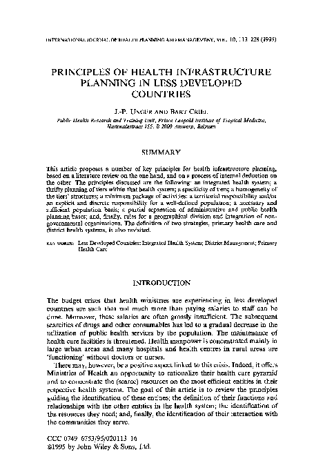 (PDF) Principles of health infrastructure planning in less developed ...