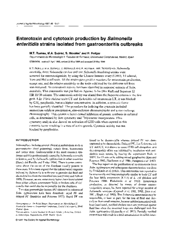 (PDF) Enterotoxin and cytotoxin production by Salmonella enteritidis ...