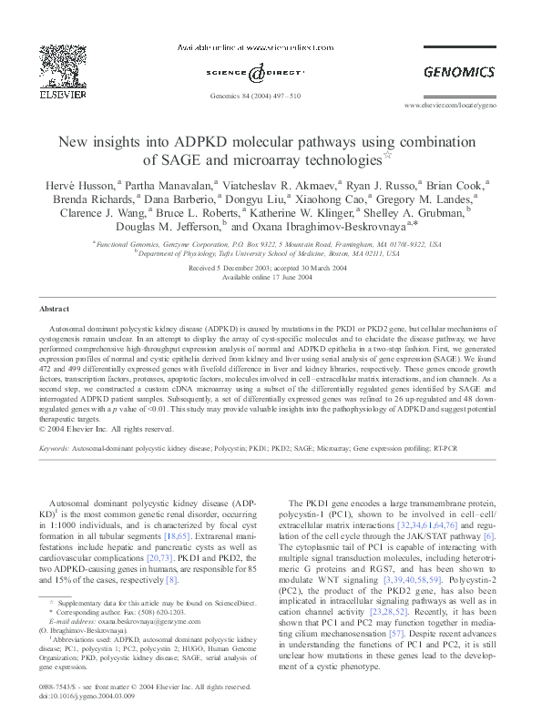 (PDF) New insights into ADPKD molecular pathways using combination of ...