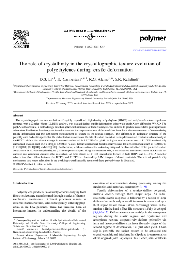 (PDF) The role of crystallinity in the crystallographic texture ...