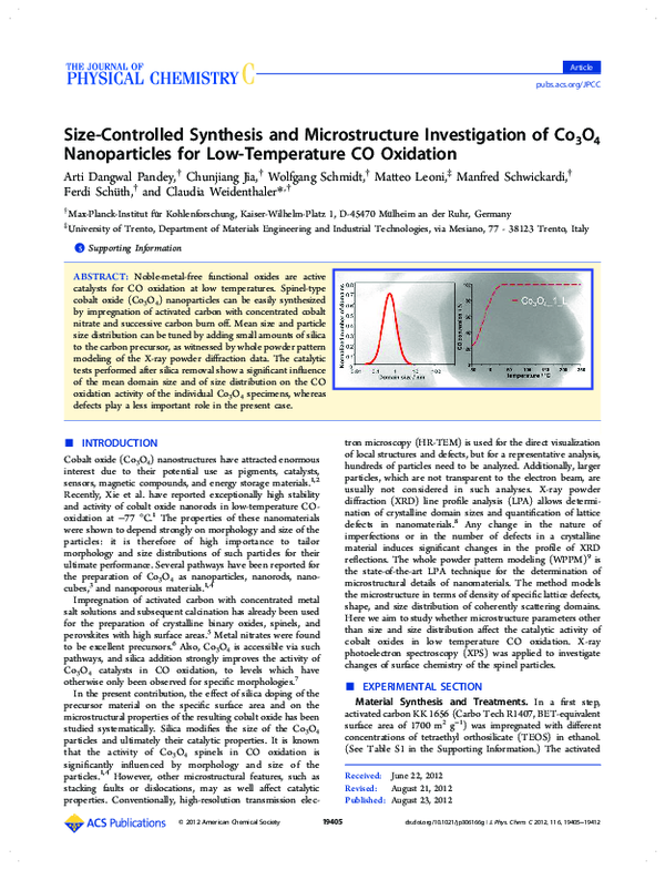 (PDF) Size-Controlled Synthesis and Microstructure Investigation of Co 3 O 4 Nanoparticles for ...
