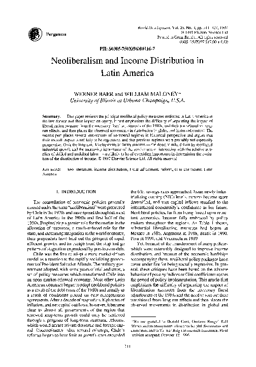 (PDF) Neoliberalism and income distribution in Latin America
