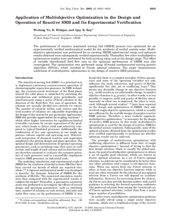 Pdf Multiobjective Optimization Of Reactive Smbr Design And Operation