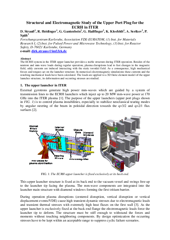 (PDF) Structural and electromagnetic study of the Upper Port Plug for ...