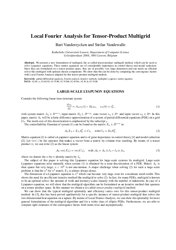 (PDF) Local Fourier Analysis for Tensor‐Product Multigrid