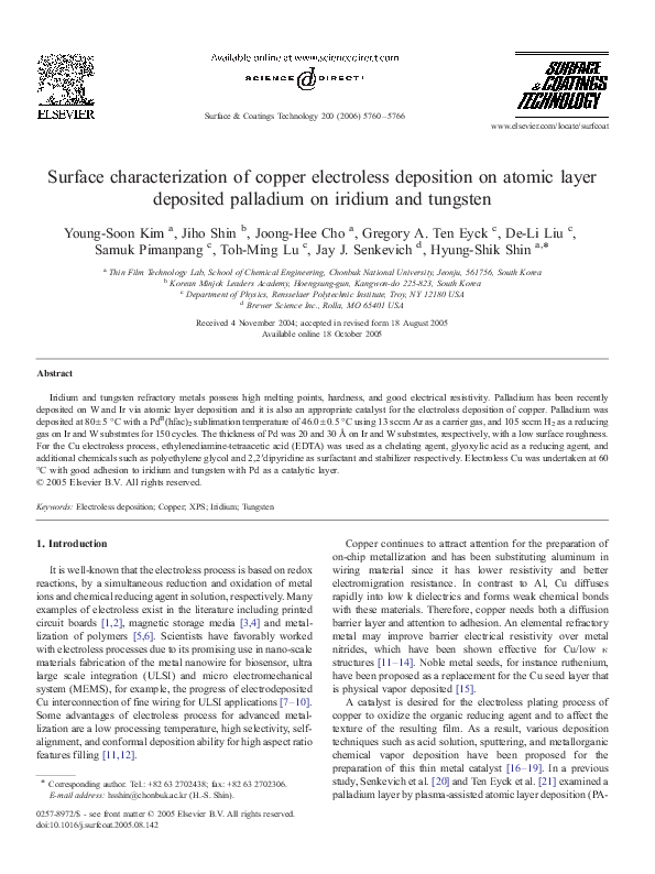 (PDF) New plating bath for electroless copper deposition on sputtered ...