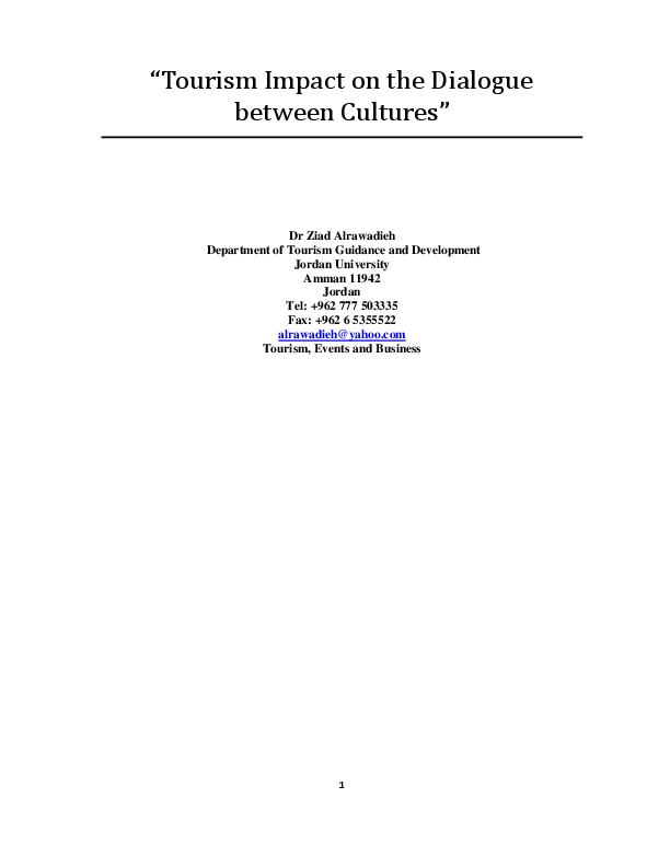 (PDF) Tourism Impact on the Dialogue between Cultures