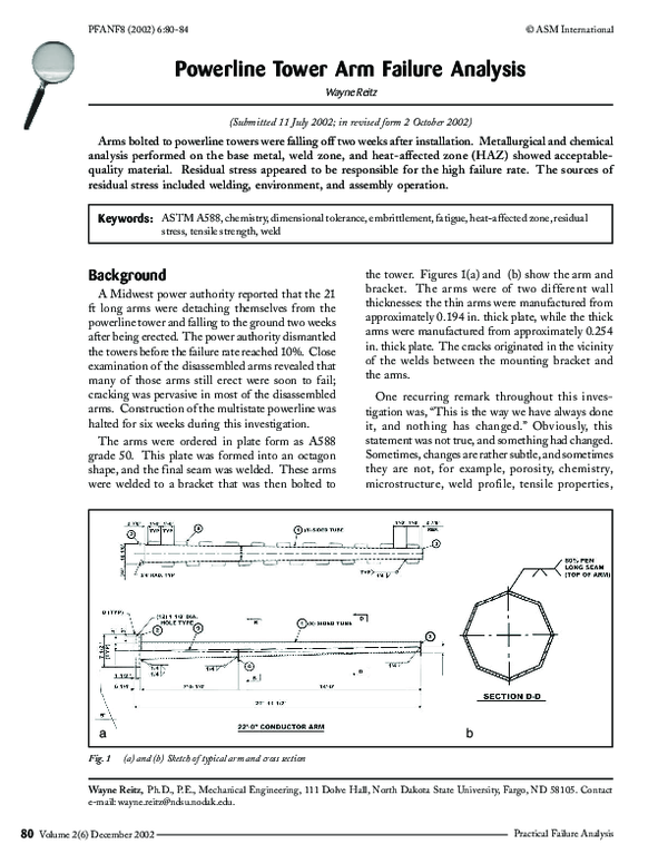 (PDF) Powerline Tower Arm Failure Analysis