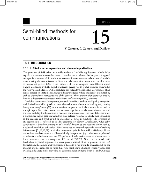 (PDF) Semi-blind methods for communications
