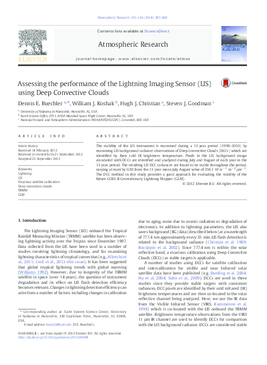 (PDF) Assessing the performance of the Lightning Imaging Sensor (LIS ...