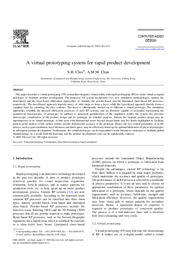 (PDF) A virtual prototyping system for rapid product development