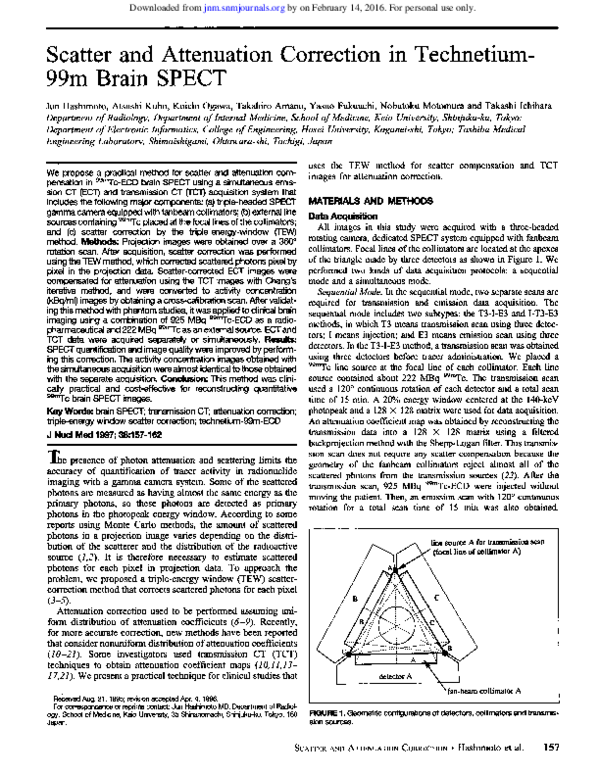 (PDF) Scatter and attenuation correction in technetium-99m brain SPECT