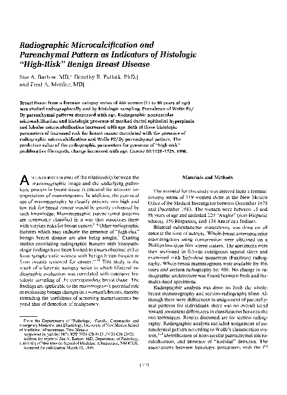 (PDF) Radiographic microcalcification and parenchymal pattern as ...