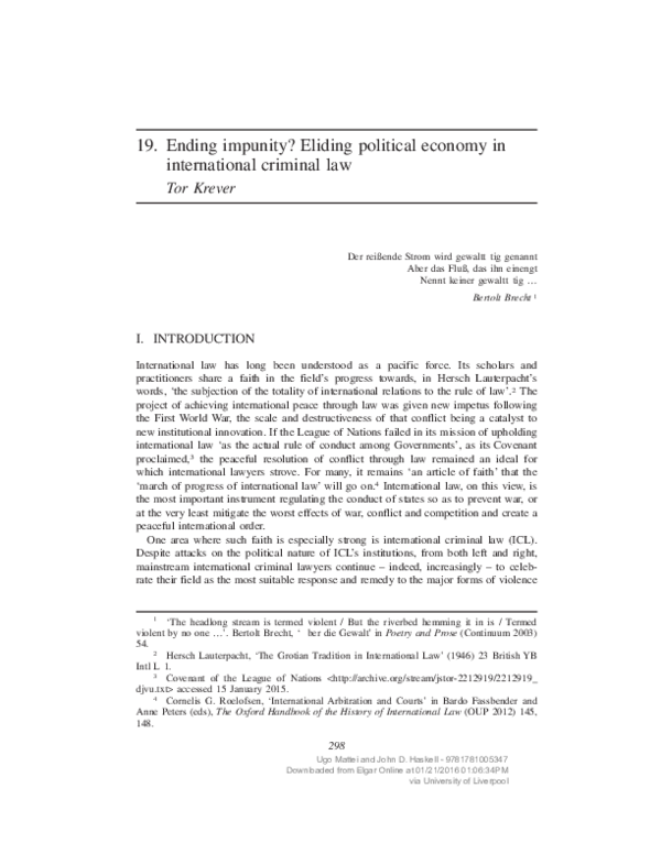 (PDF) Ending impunity? Eliding political economy in international ...
