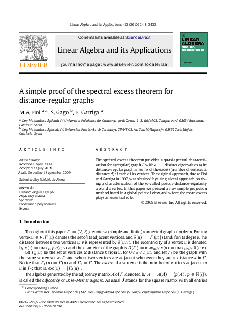 (PDF) Spectral Excess Theorem for Distance-Regular Graphs