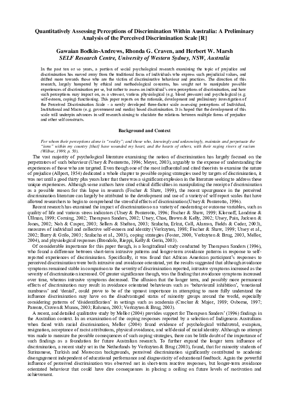 (PDF) Quantitatively Assessing Perceptions of Discrimination Within ...