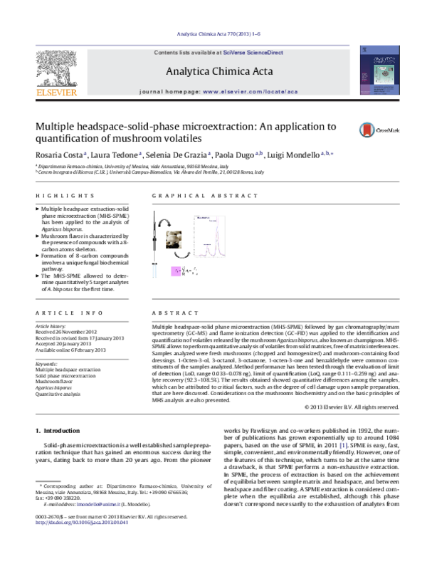 Pdf Multiple Headspace Solid Phase Microextraction An Application To Quantification Of