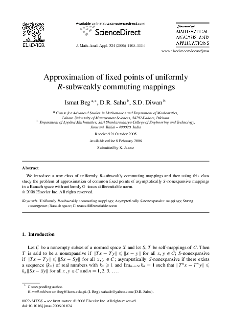 Pdf Approximation Of Fixed Points Of Uniformly R Subweakly Commuting Mappings
