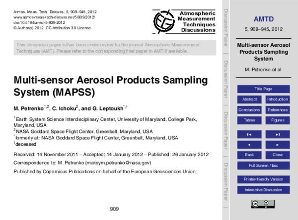 (PDF) Multi-sensor Aerosol Products Sampling System (MAPSS)