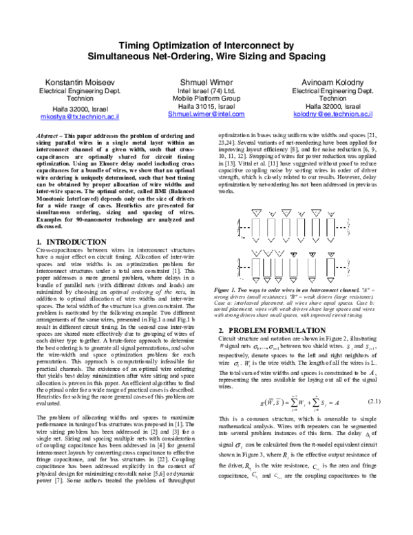 Pdf Timing Optimization Of Interconnect By Simultaneous Net Ordering