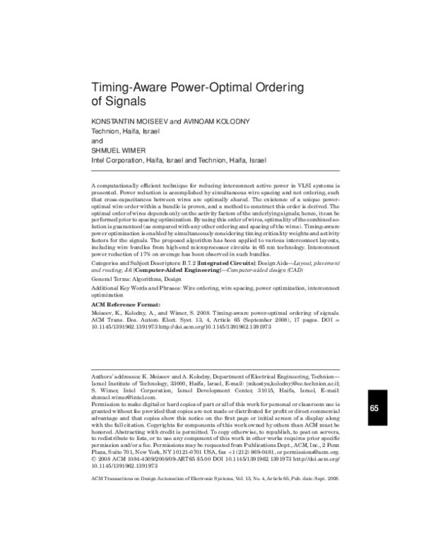 (PDF) Timing-aware power-optimal ordering of signals