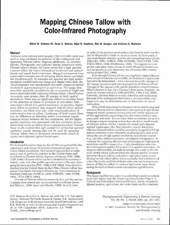 (PDF) Mapping Chinese Tallow with Color-Infrared Photography | Gene ...