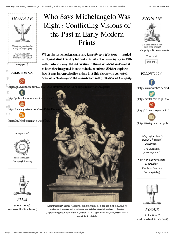 (PDF) Who Says Michelangelo Was Right? Conflicting Visions of the Past ...