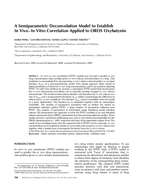 (PDF) A semiparametric deconvolution model to establish in vivo-in vitro correlation applied to ...