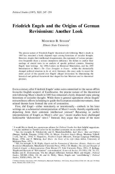 (PDF) Friedrich Engels and the Origins of German Revisionism: Another Look